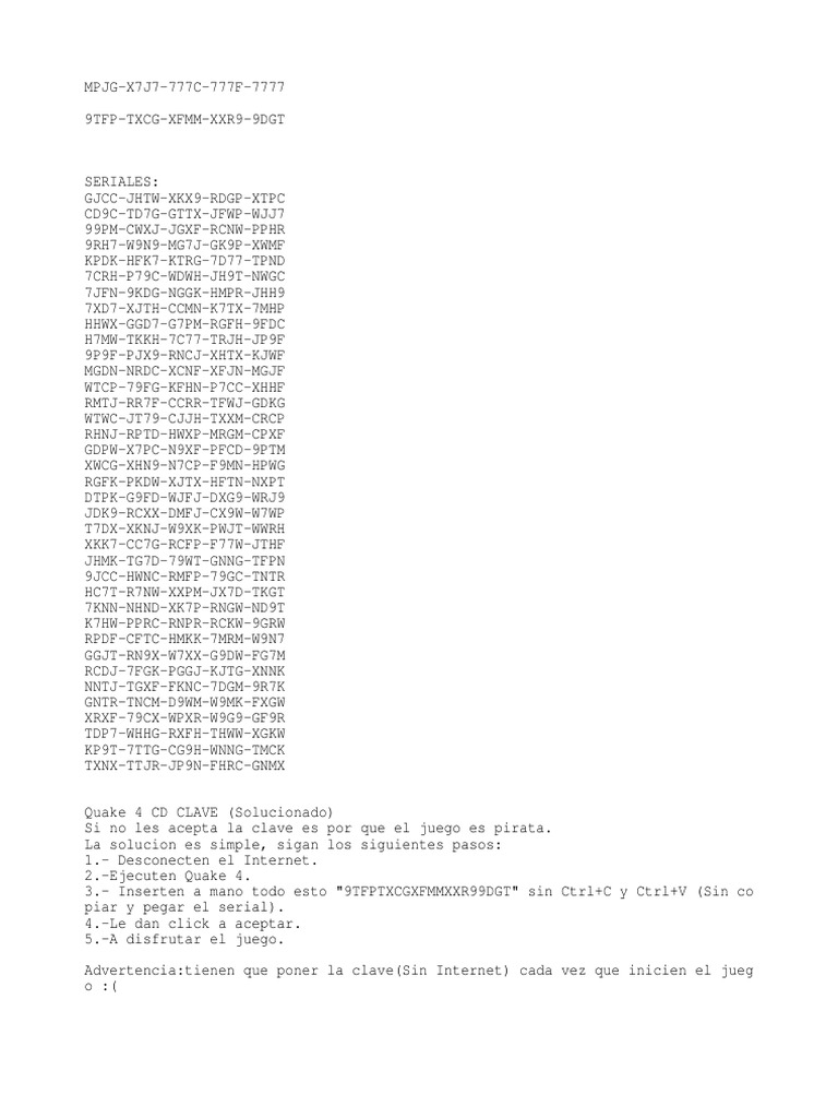 Quake 4 Serial CD Key