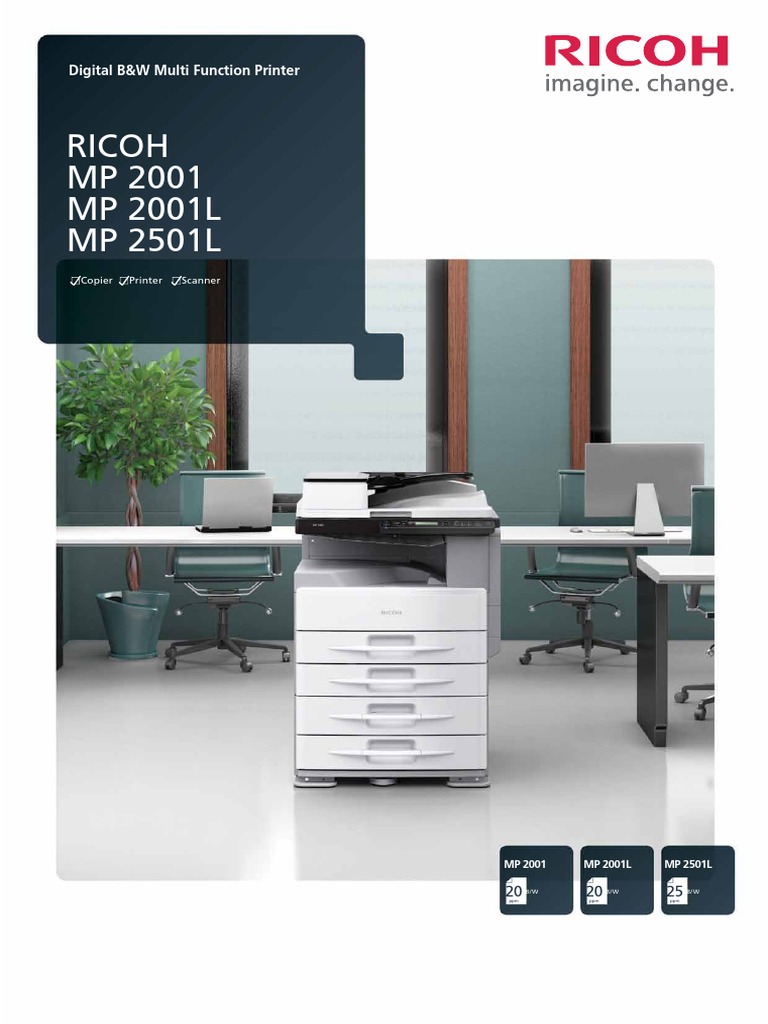 Ricoh MP 2001 MP 2001L MP 2501L: Digital B&W Multi Function Printer ...