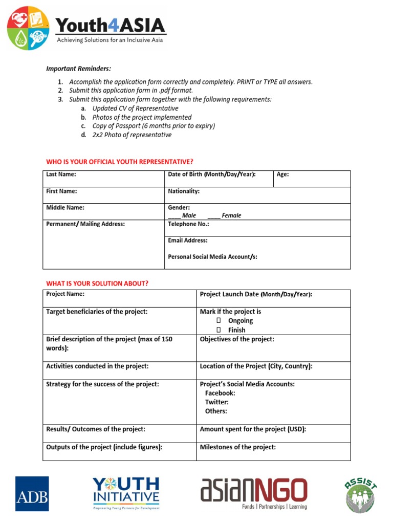 Youth4Asia Application Form | PDF