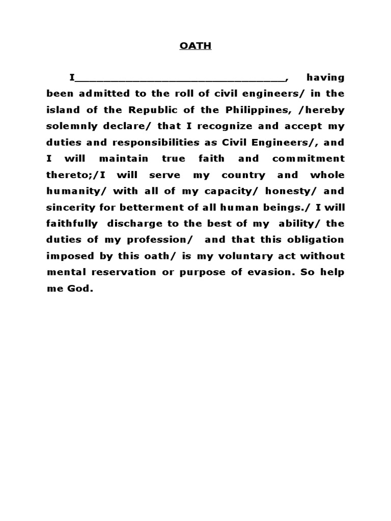 Oath For Civil Engineer | PDF