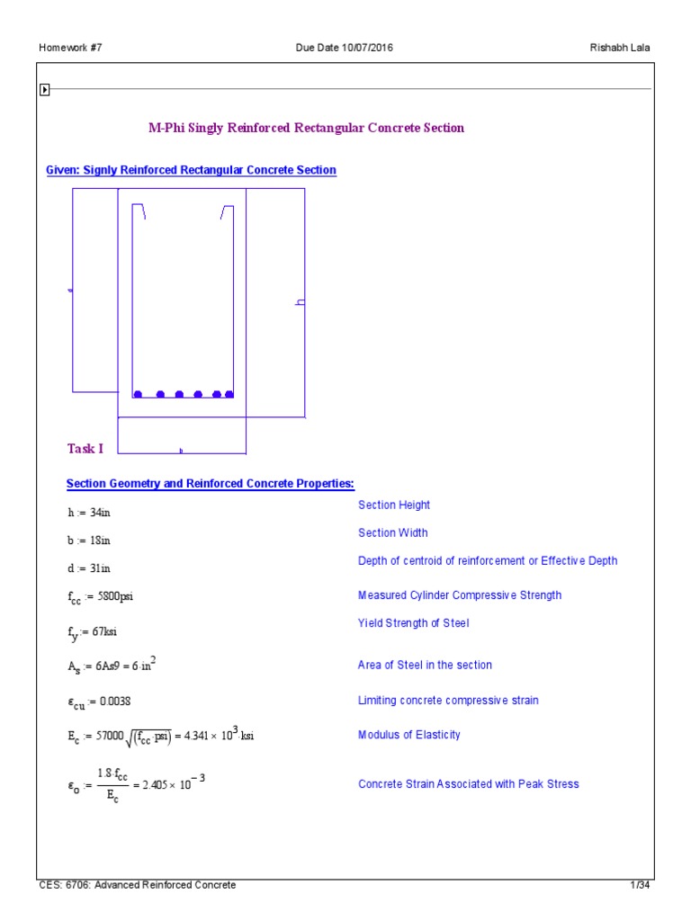 Moment Curvature Analysis of Concrete Beam | Strength Of Materials ...