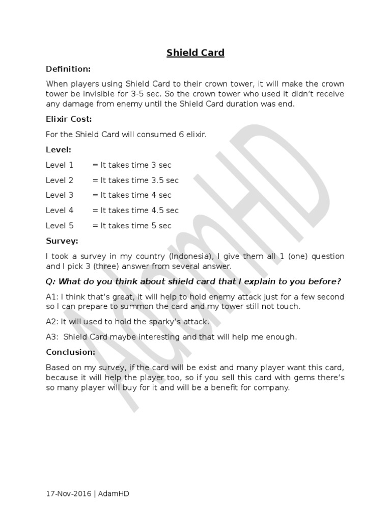 Shield Card: Definition | PDF | Leisure
