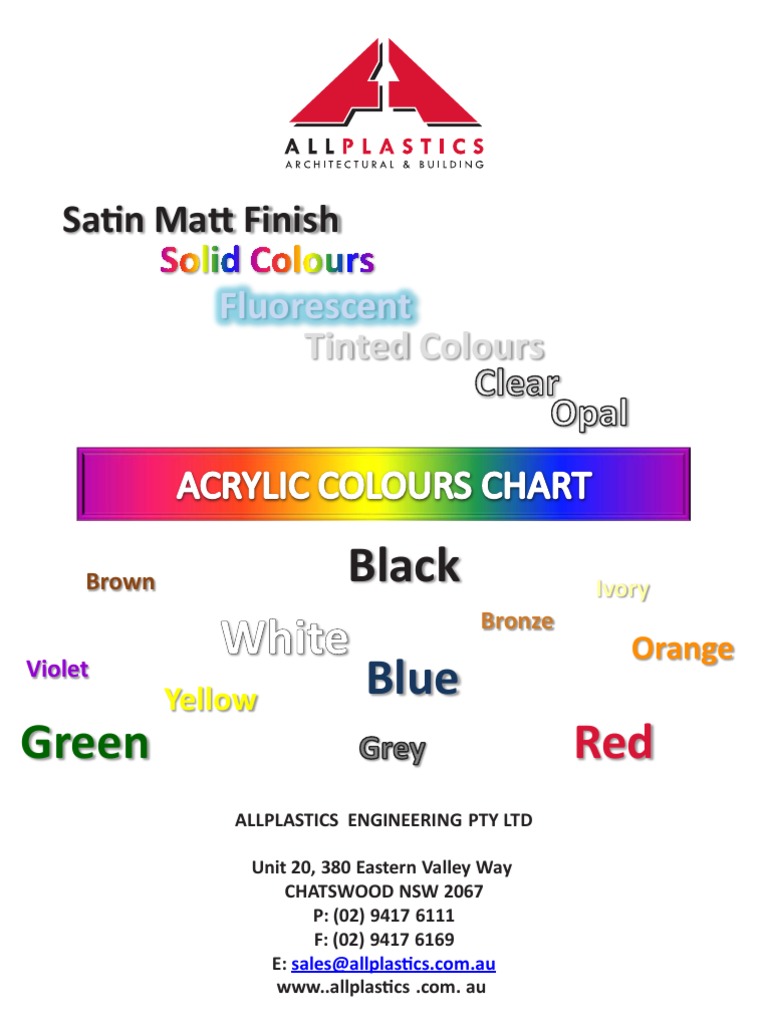 Allplastics Catalog For Acrylic Sheets Colour Chart | PDF | Cooking ...