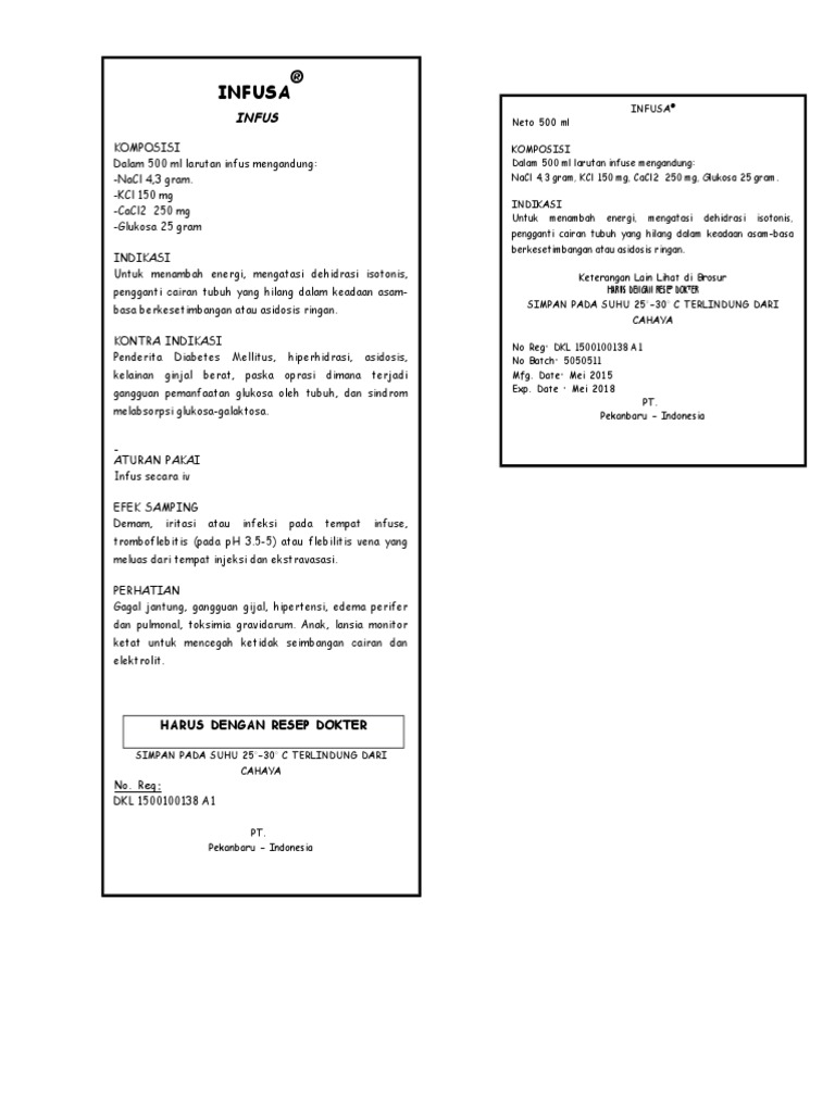 Brosur Etiket (Infus Yg Tutup Botol) | PDF
