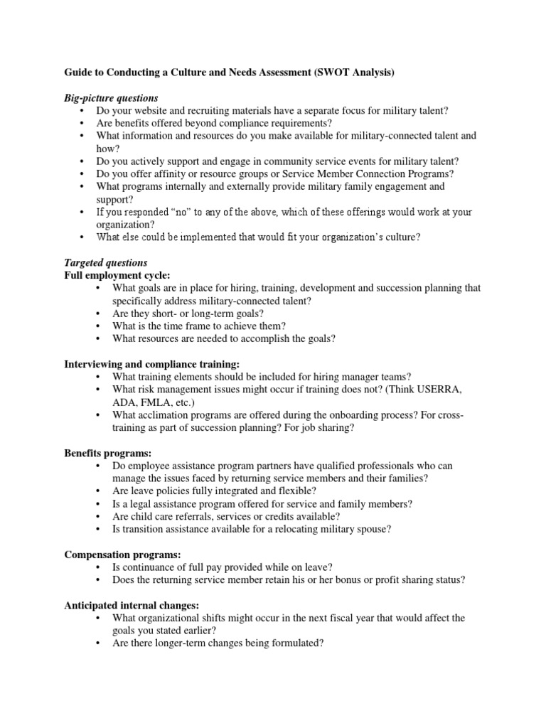 Military Talent Needs Assessment Guide | PDF | Needs Assessment ...