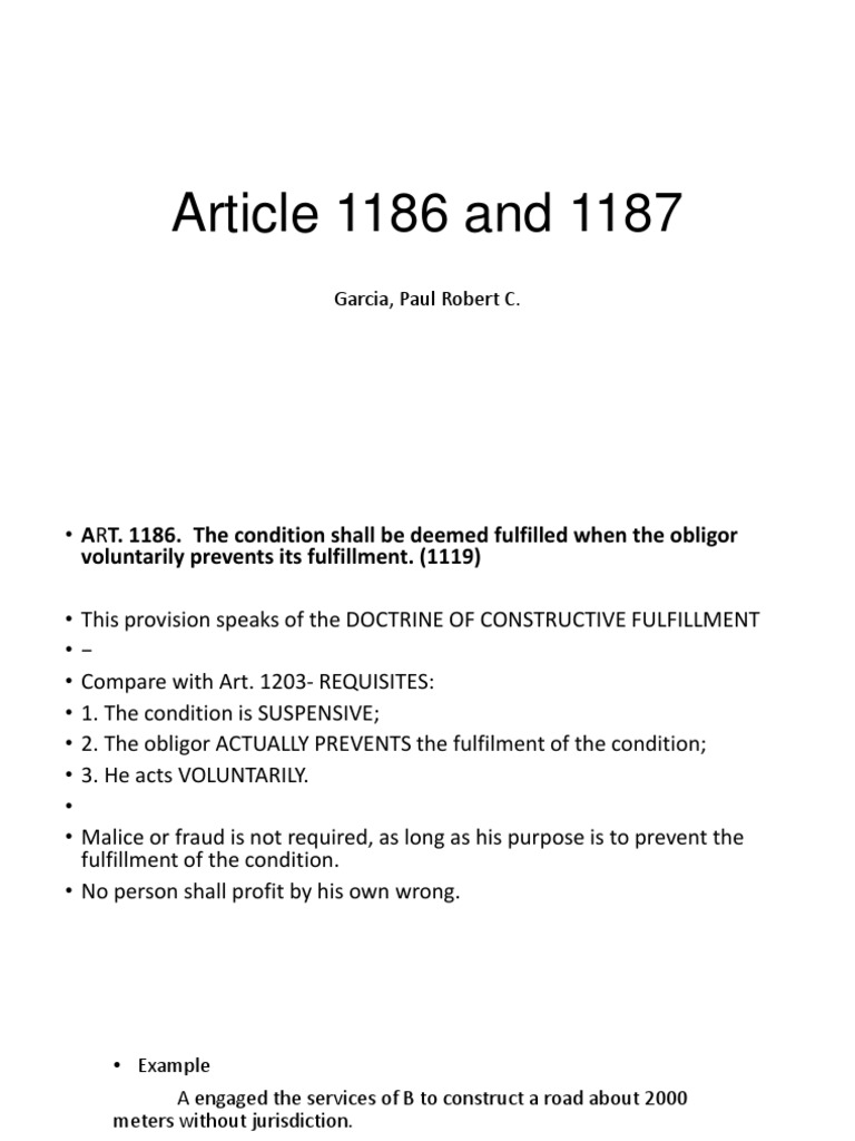 Article 1186 and 1187 PDF | PDF | Civil Law (Legal System) | Business Law