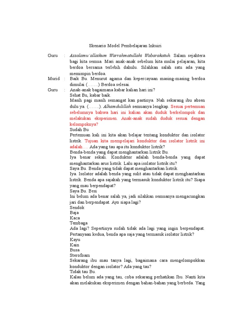 Skenario Model Pembelajaran Inkuiri | PDF