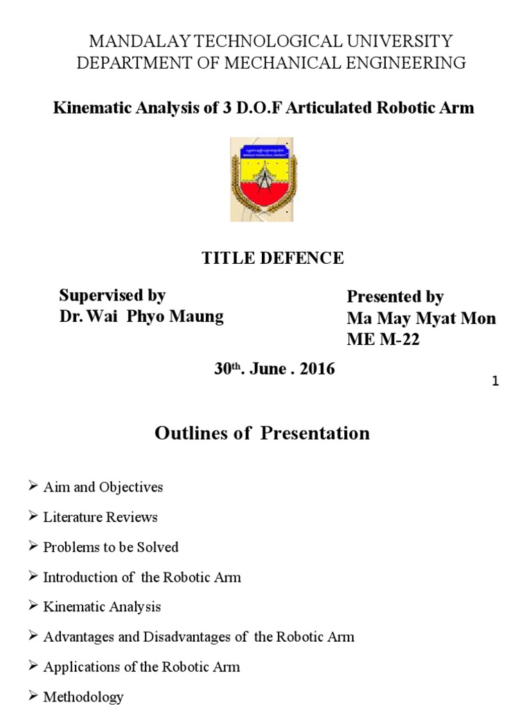 K.analysis of The Articulated Robotic Arm (TITLE DEFENCE) | PDF ...