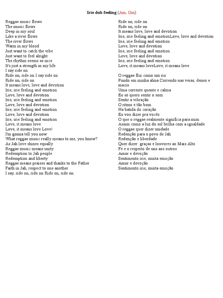 Letras Reggae English | PDF | Leisure | Entertainment (General)