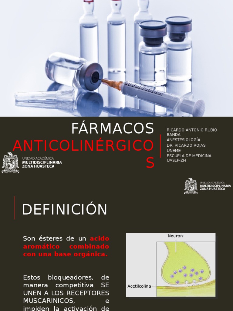 Fármacos anticolinérgicos | Drogas | Farmacología