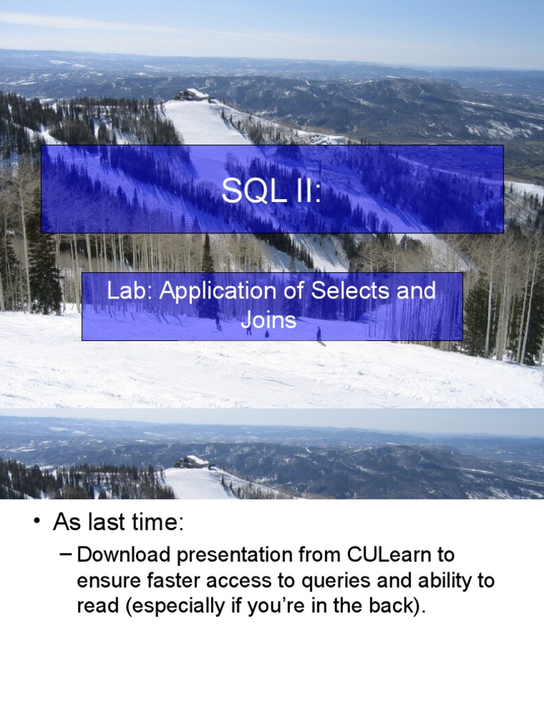 SQL Ii:: Lab: Application of Selects and Joins | PDF | Sql | Computing