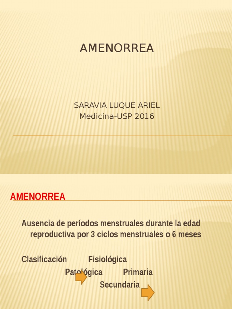 Amenorrea | PDF | Hormona luteinizante | Menstruación