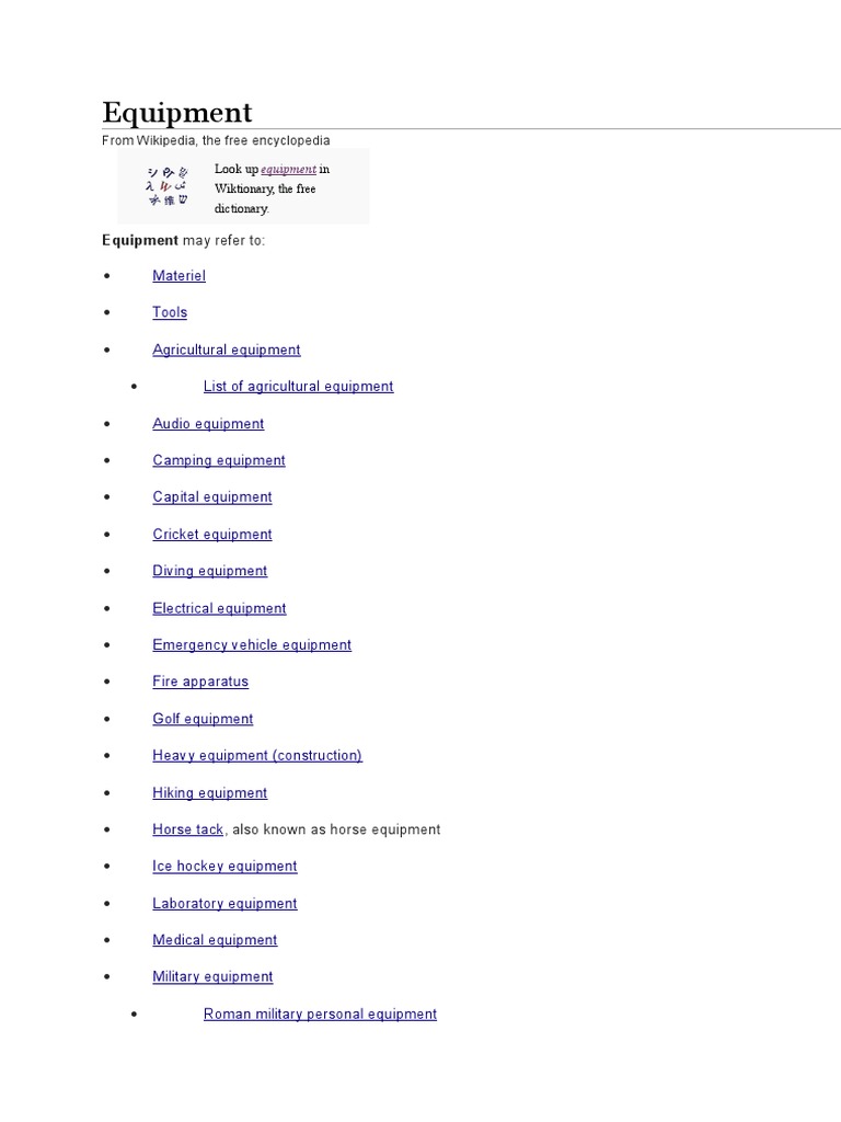 Equipment: Equipment May Refer To | PDF | Sports Equipment | Equipment