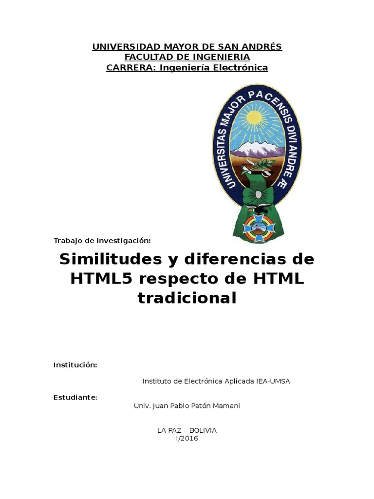 Similitudes y Diferencias Entre HTML y HTML5 | PDF | HTML | HTML5