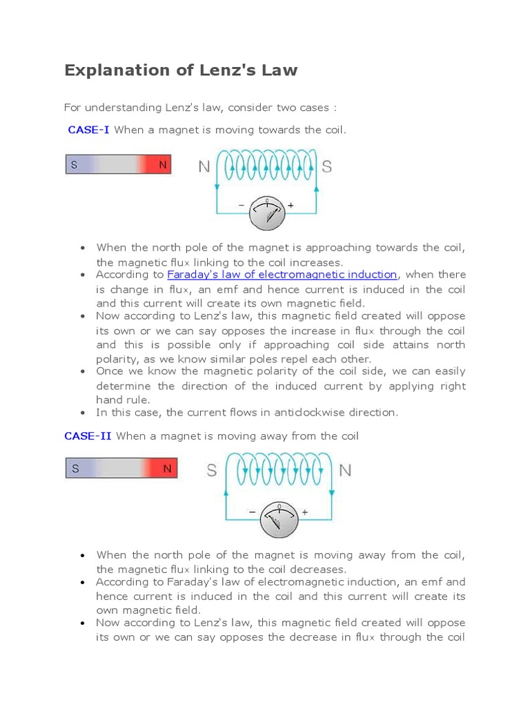 Explanation of Lenz's Law: Case-I | PDF