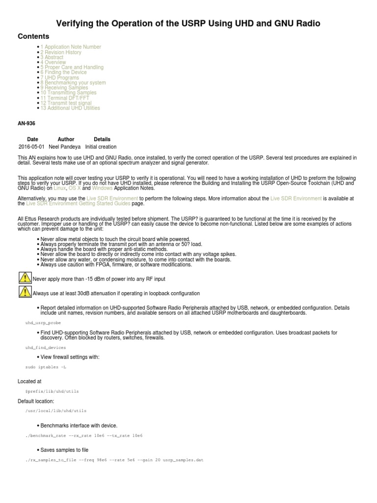Verifying The Operation of The USRP Using UHD and GNU Radio | PDF | Computer Engineering ...