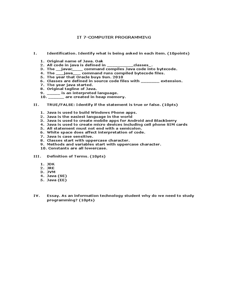 It 7-Computer Programming | PDF