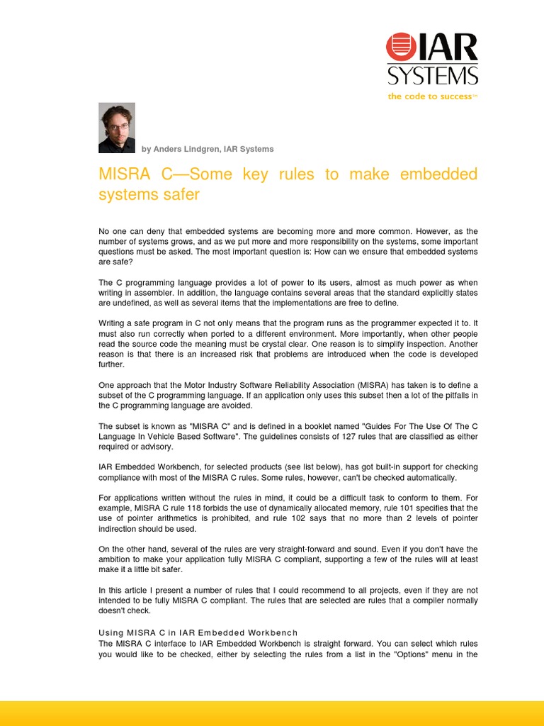 MISRA C-Some Key Rules To Make Embedded Systems Safer PDF | PDF | C ...
