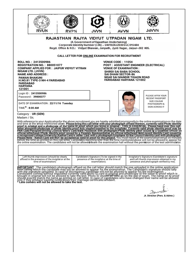 Please Affix Your Recent Passport Size Colour Photograph & Sign Across ...