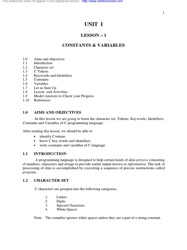 C Full Note | PDF | Control Flow | Integer (Computer Science)