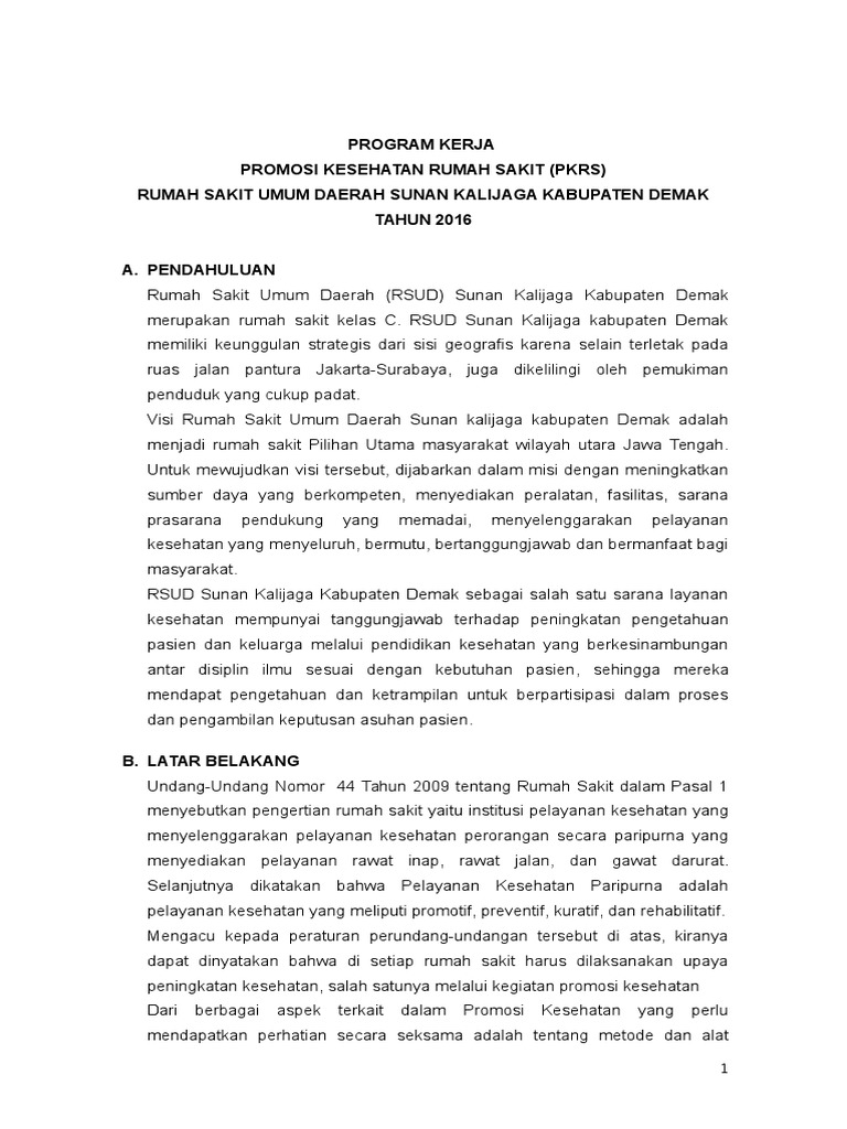 Program Kerja Pkrs Print | PDF