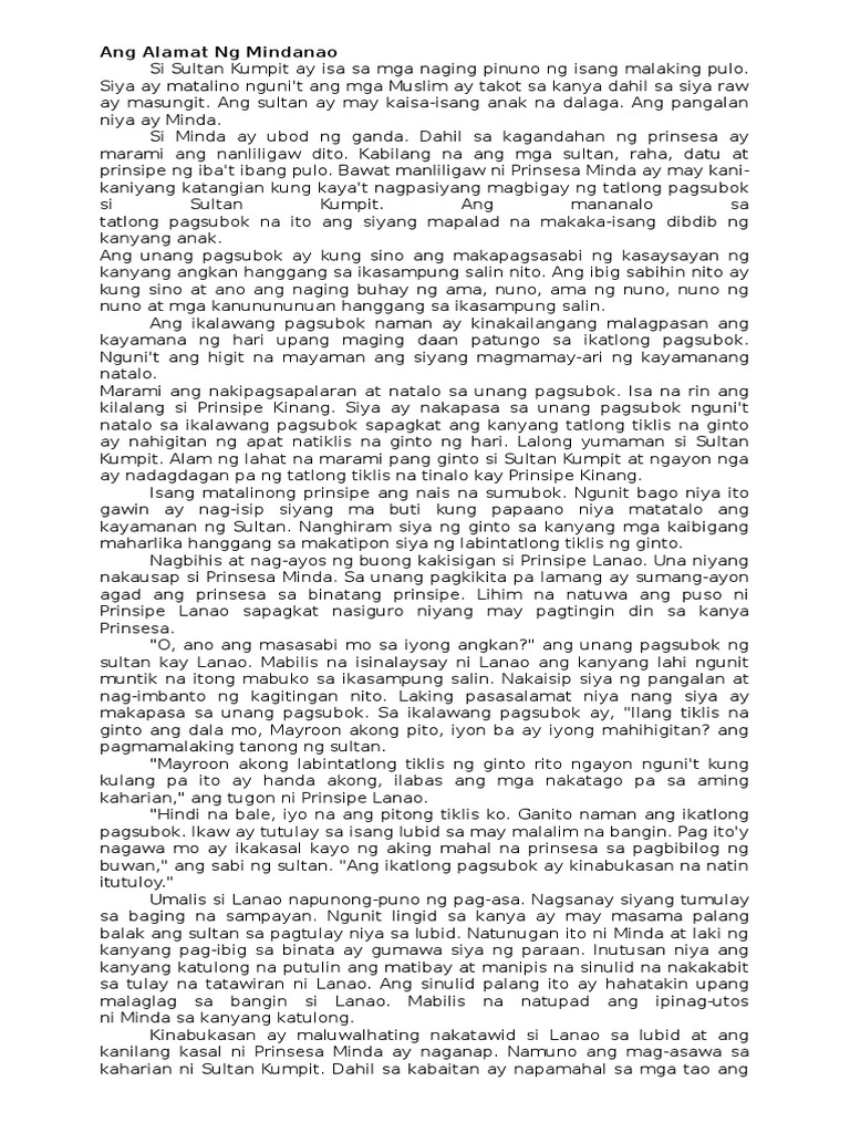 Ang Alamat NG Mindanao | PDF