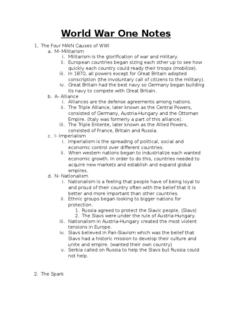 world war one notes | U Boats | World War I