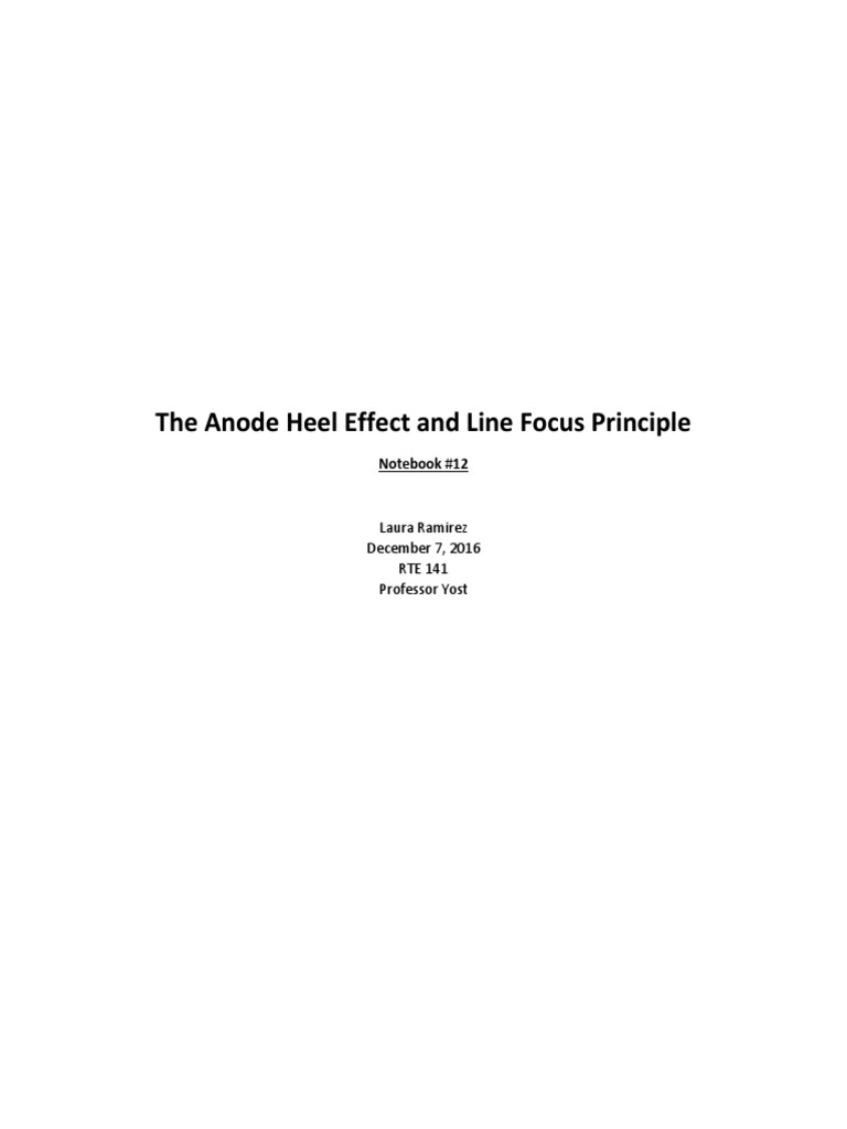 Notebook 12-The Anode Heel Effect and Line Focus Principle | PDF