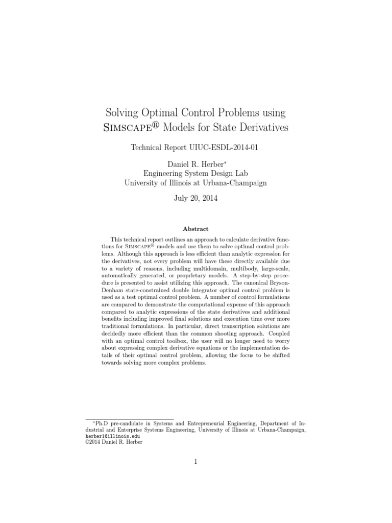 SIMSCAPE Optimal Control Design | Download Free PDF | Optimal Control | Mathematical Optimization