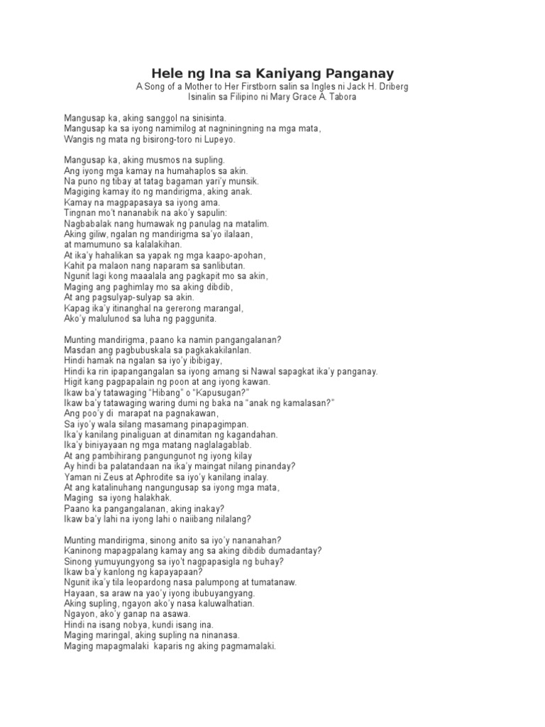 Hele NG Ina Sa Kaniyang Panganay | PDF