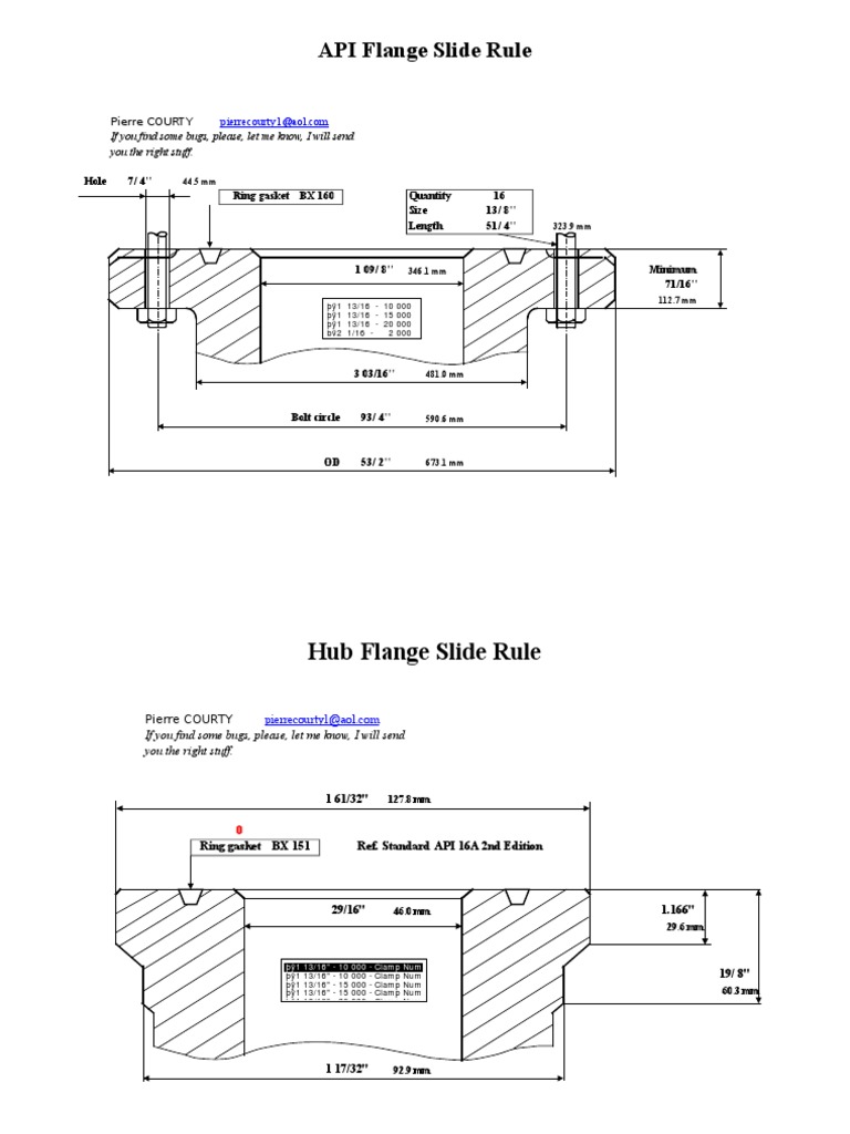 API Flange Hub Clamp Sliderule | PDF