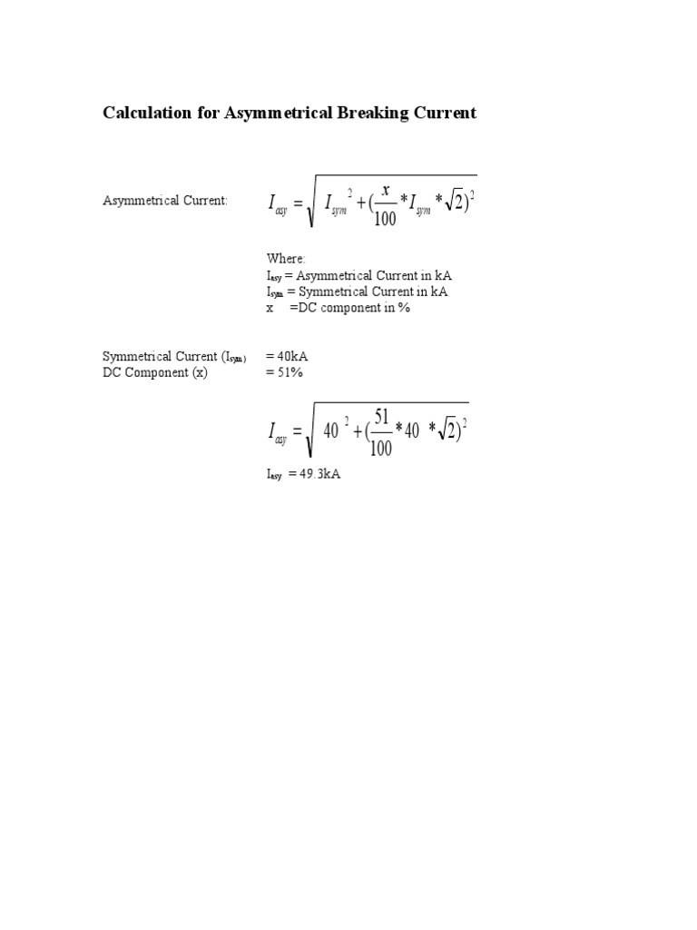 I X I I: Calculation For Asymmetrical Breaking Current | PDF