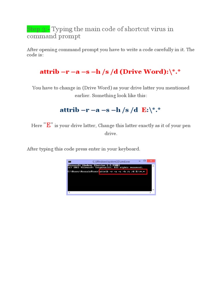 Command Prompt Shortcut Virus Code | PDF