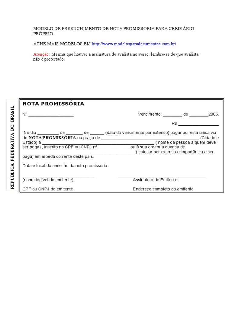 Modelo Nota Promissoria | PDF