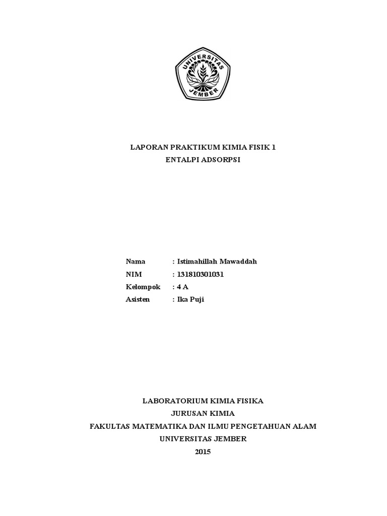 Laporan Prak 2 Entalpi Adsorpsi | PDF