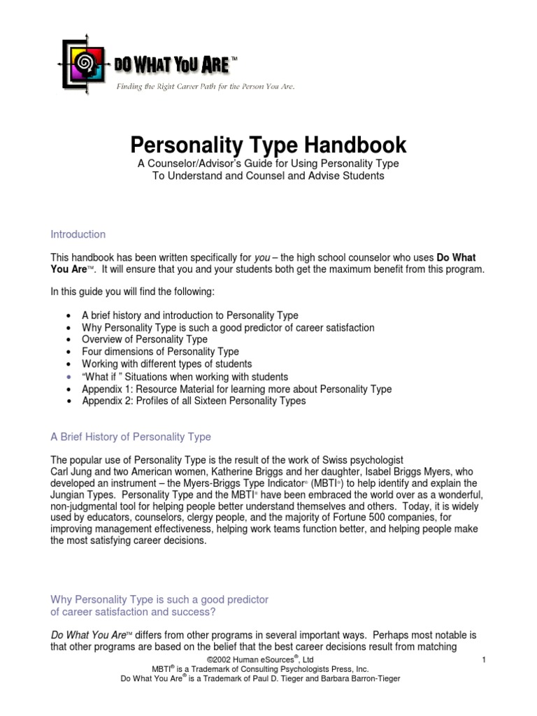 Mbti Handbook - Personality Type PDF | PDF