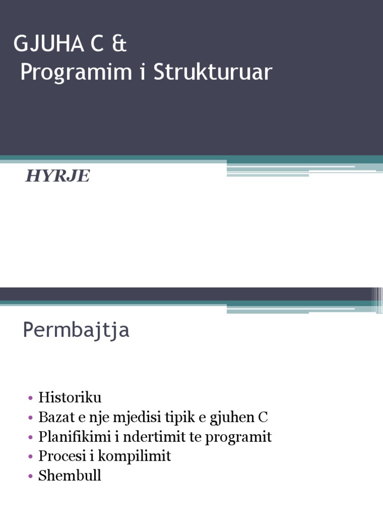 Hyrje Gjuha C Programim | PDF