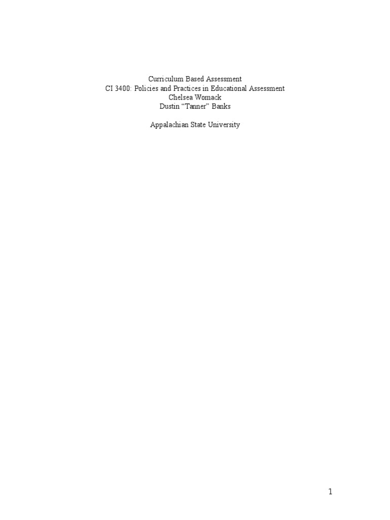 Curriculum Based Assessment | PDF