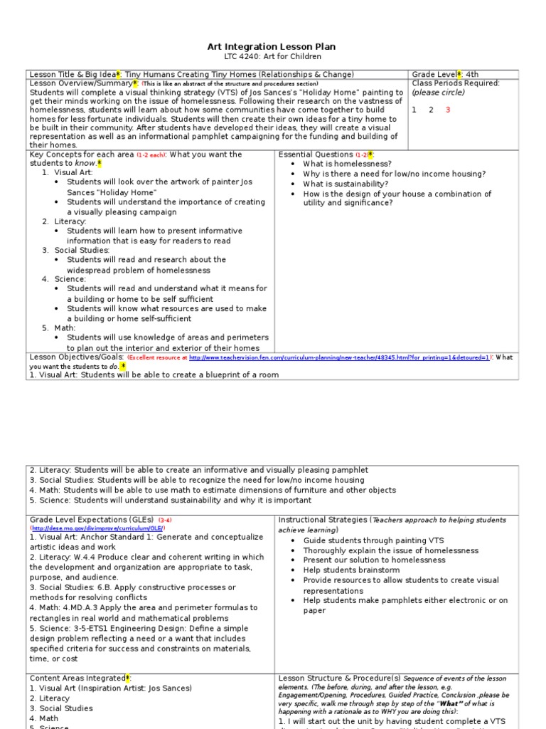 Art Integration Lesson Plan: This Is Like An Abstract of The Structure ...
