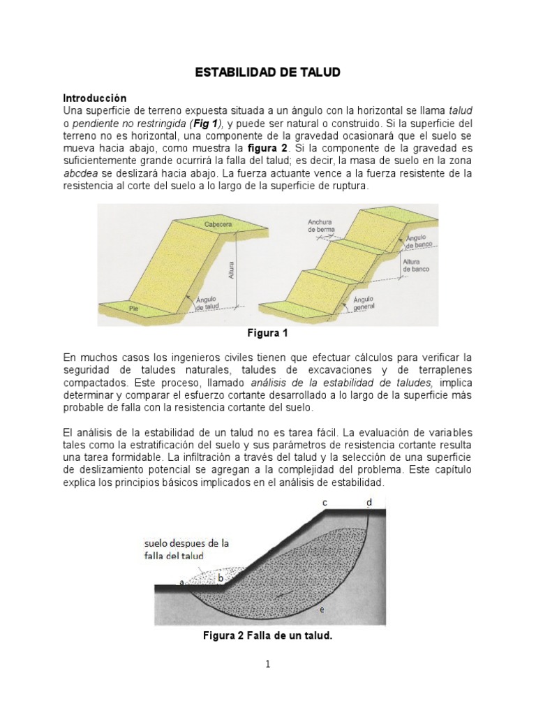 Tema 5 Ok Estabilidad de Talud | Fricción | Excavación (Arqueología)