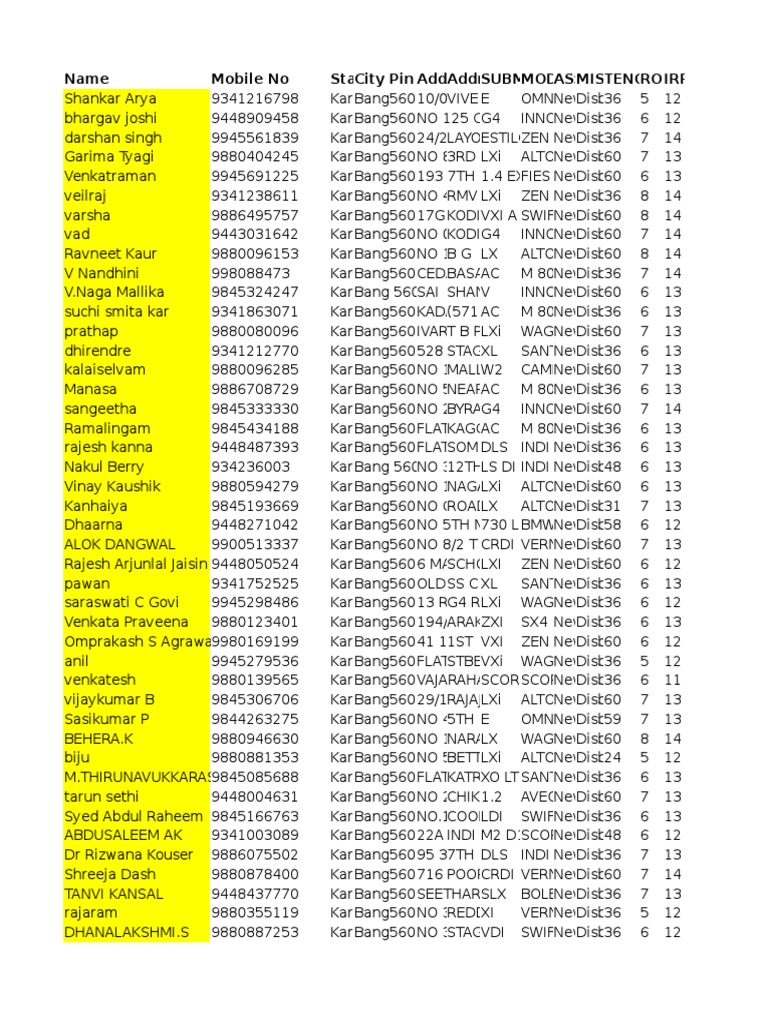Car Owners Database Sample | PDF