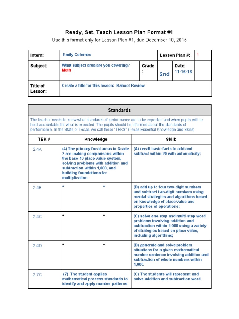 Lessonplan 1 | PDF | Lesson Plan | Educational Assessment