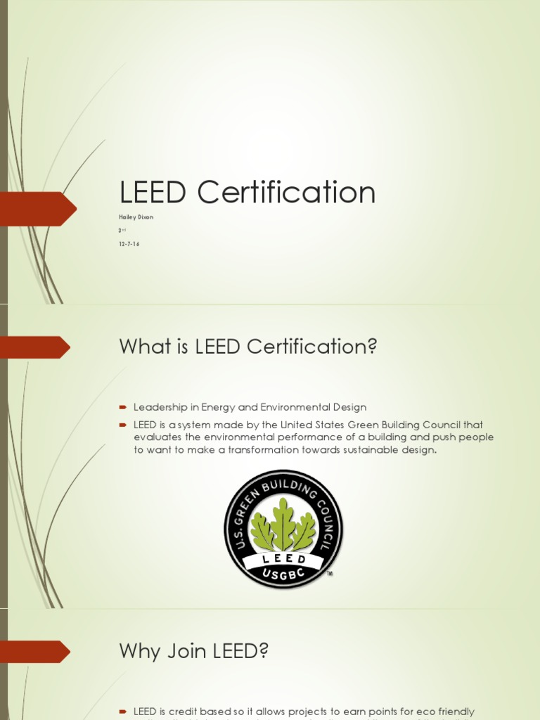 Leed Certification Powerpoint | PDF | Leadership In Energy And ...
