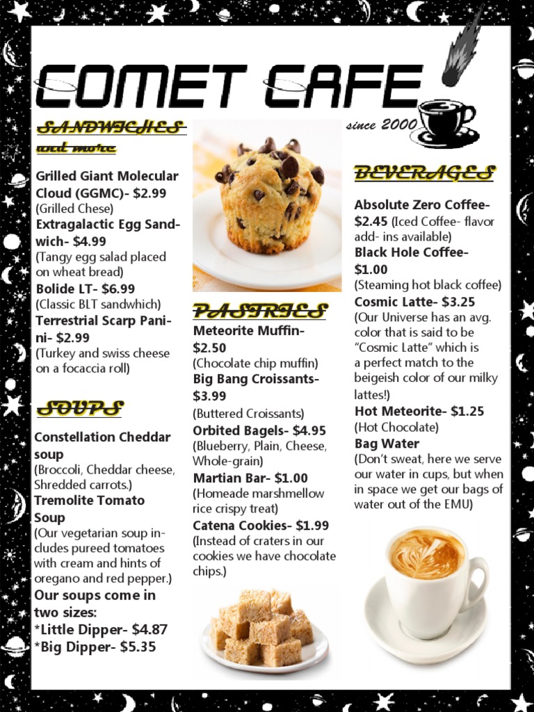 Space-Themed Beverages and Pastries Menu | PDF