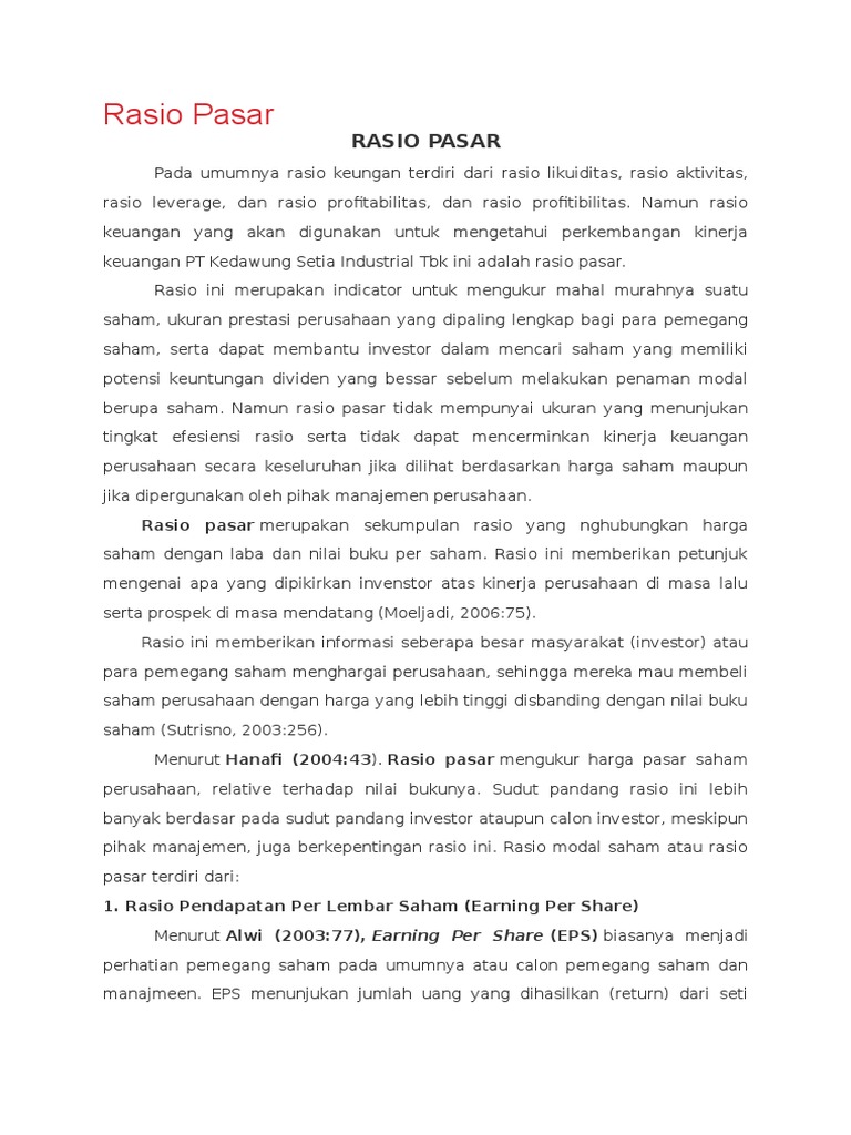 Rasio Pasar | PDF
