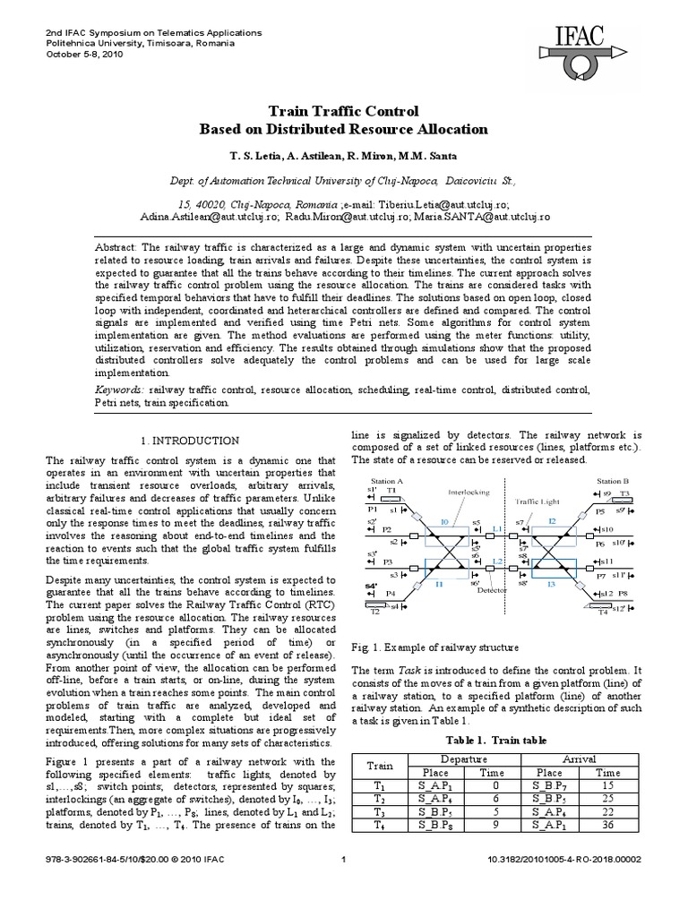 Train Traffic Control | PDF | Scheduling (Computing) | Control Theory