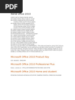Ms Office 2010 Product Keys List | PDF | Microsoft Office 2010 | System ...