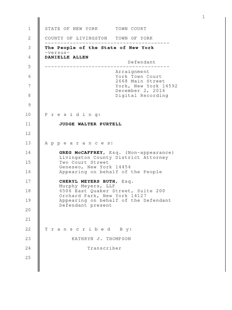 Transcript of Danielle Allen Arraignment | PDF | Bail | Public Law
