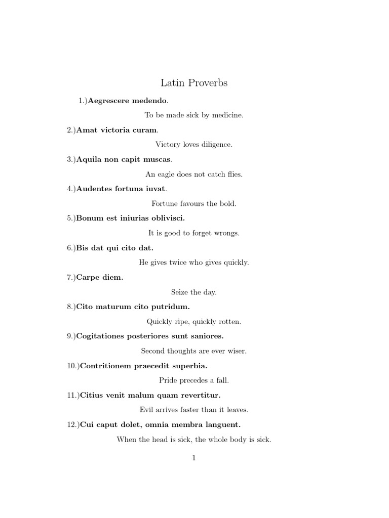 Latin Proverbs | PDF | Self-Improvement