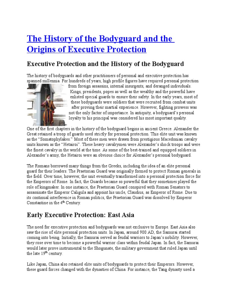 History of Bodyguards from Ancient Greece to Modern Times | PDF ...